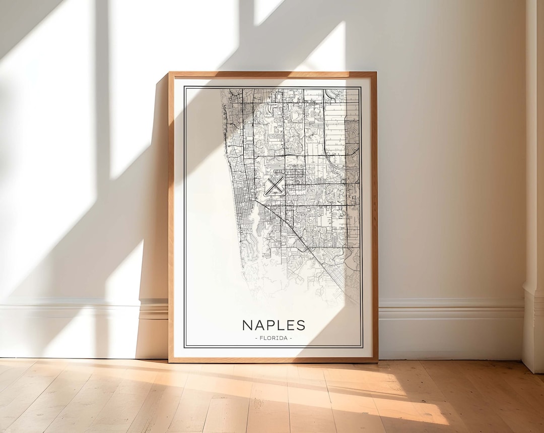 Naples Florida Map, Black and White Naples Print, Naples FL Poster ...