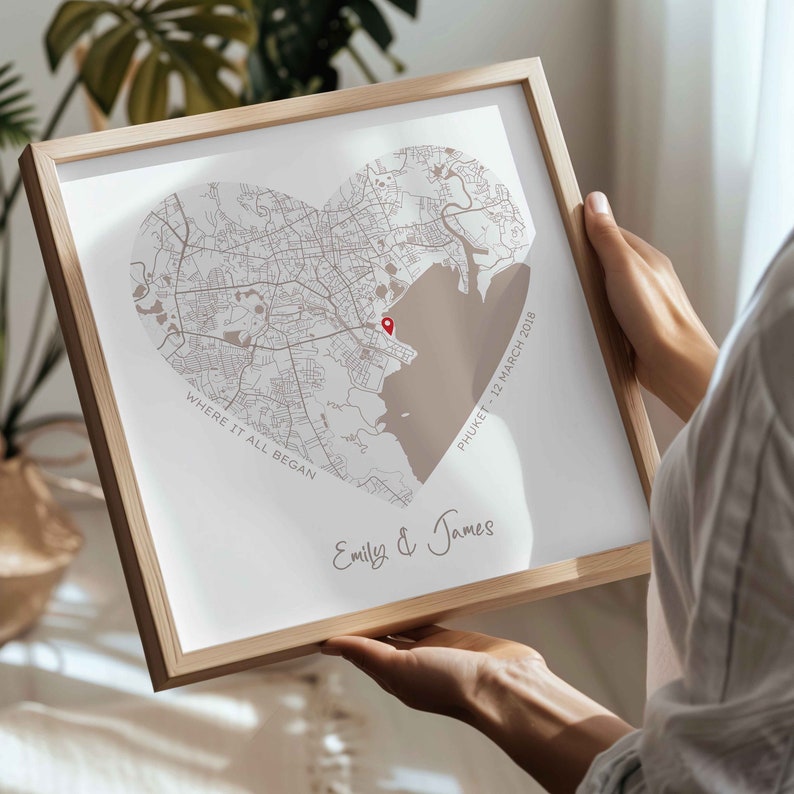 Heart Map Print, Special Place Map, Custom Love Map Poster, Any ...