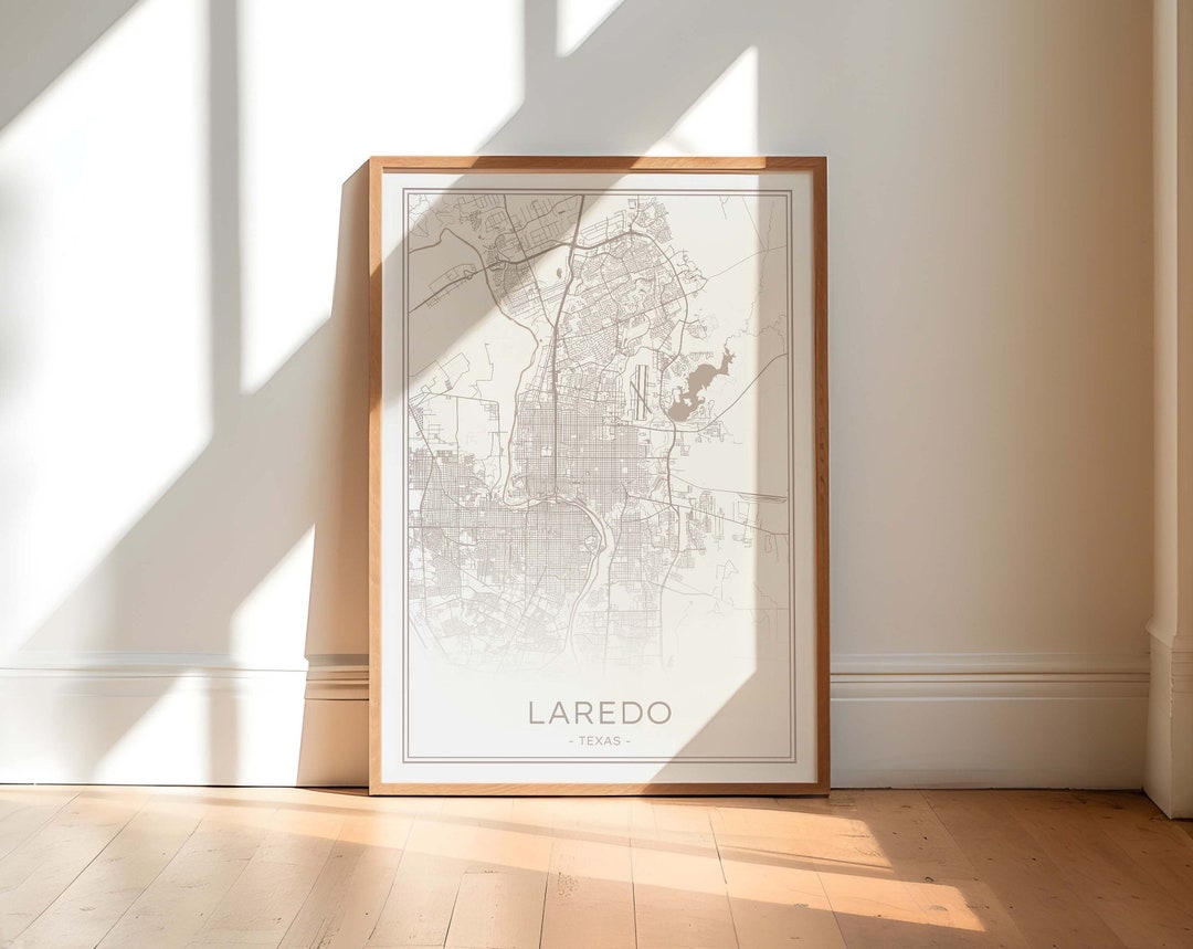 Neutral Laredo Map, Laredo Texas Print, Beige Laredo Printable Poster ...