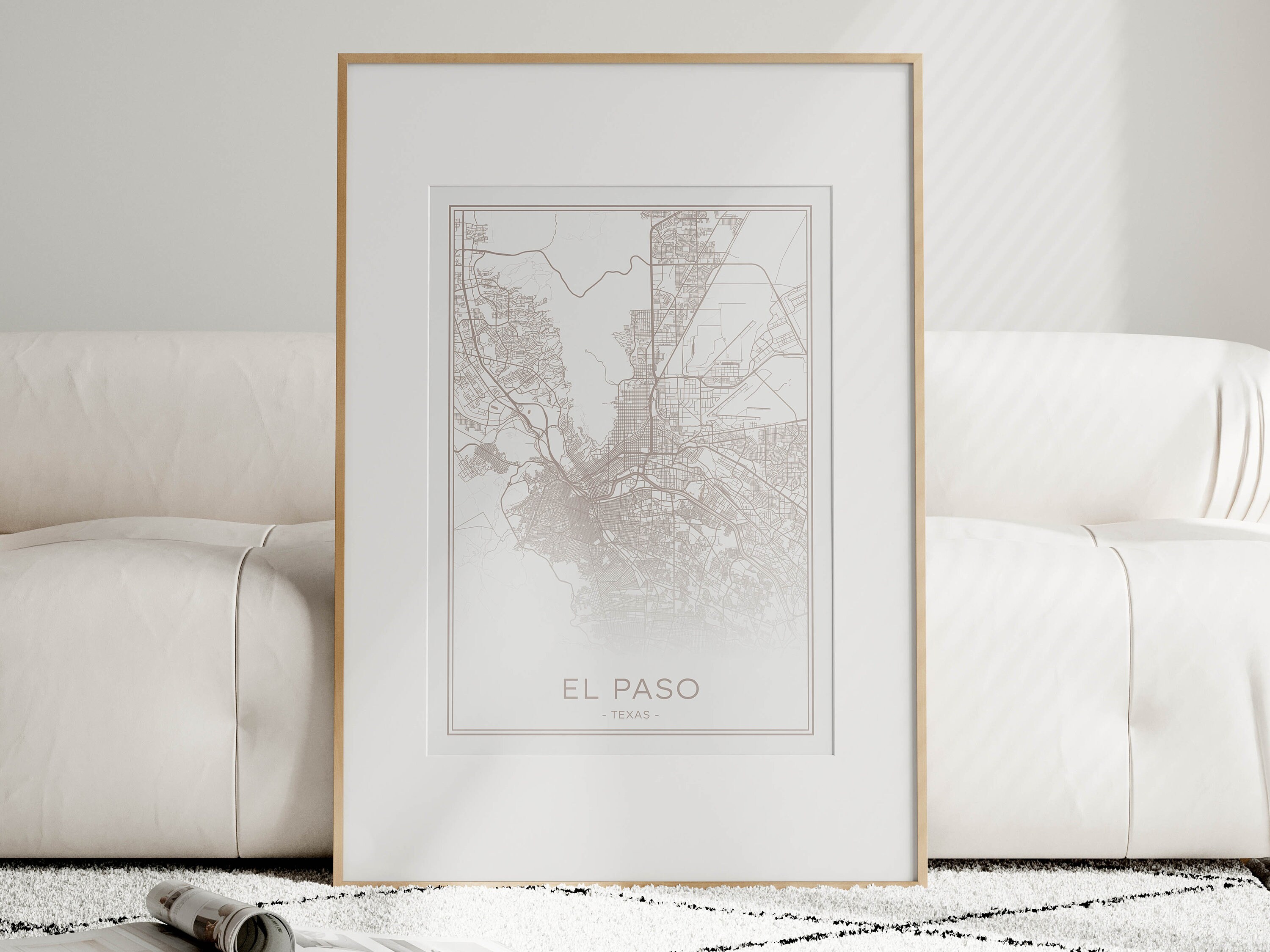 El Paso Map Print, Beige El Paso Map Poster, El Paso Download Map ...
