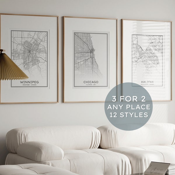 3 Location Map Art - Etsy