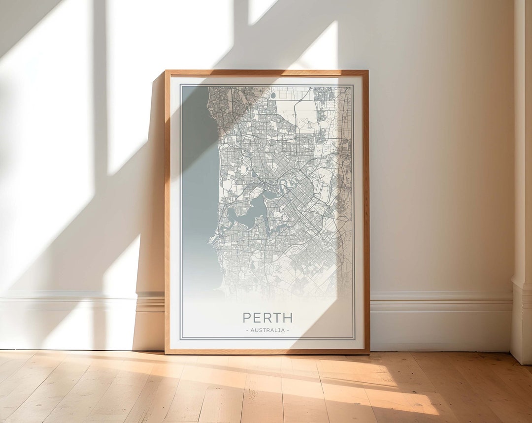 Perth Map, Perth Print, Grey Perth Poster, Minimalism Perth Map Print ...