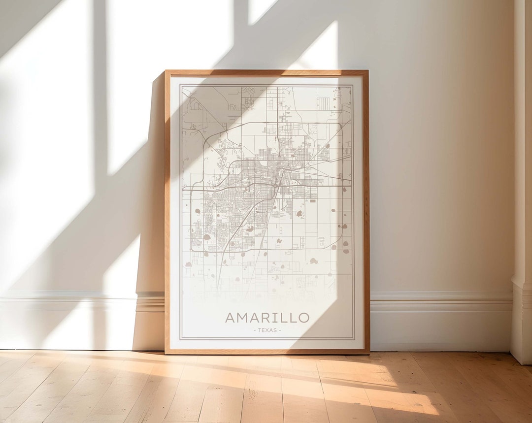 Amarillo Beige Map, Amarillo Texas Map Poster, Amarillo Street Map ...