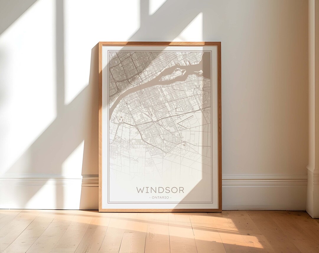 Windsor Ontario Map, Beige Windsor Print, Windsor Map Download ...