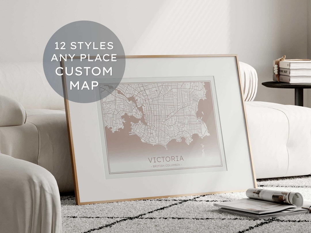 Custom Map Printable, Horizontal Landscape Street Map, Custom City ...