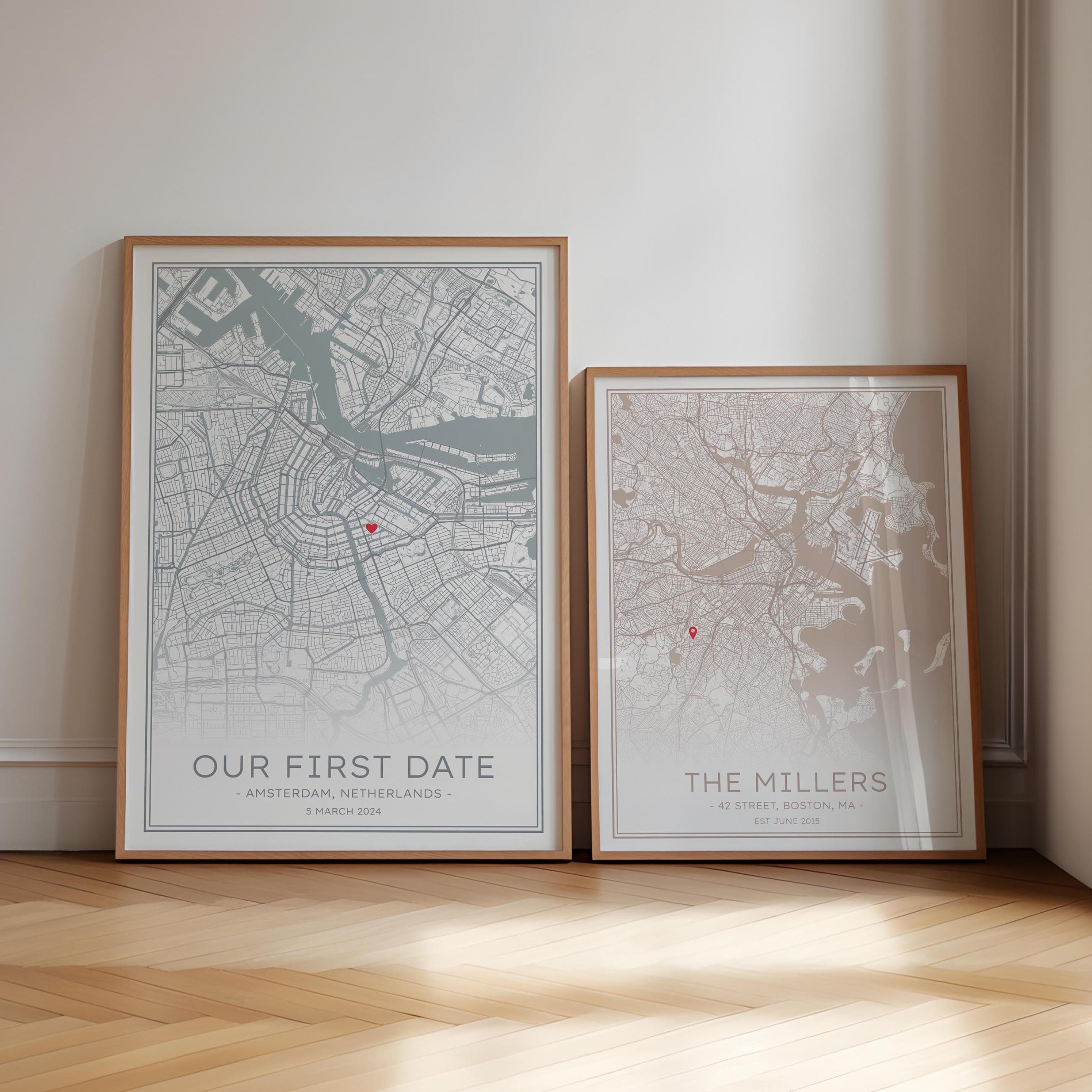 Custom Map Print, Custom Location Map, Minimalist Living Room Decor ...