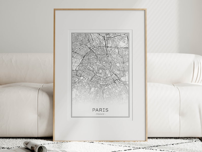 Paris Map, Paris Outline Map, Paris France Print, Download Paris Art ...