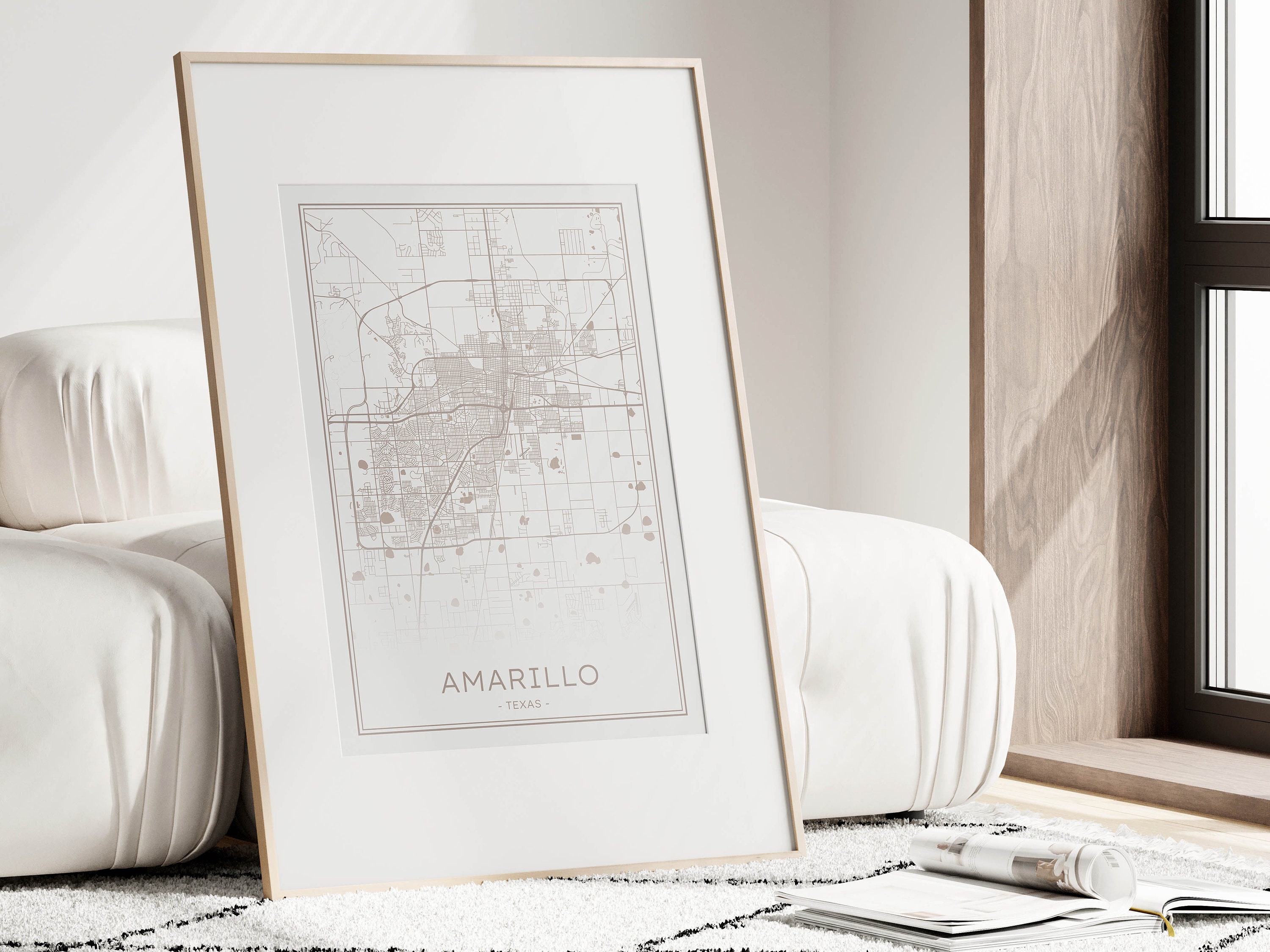 Amarillo Beige Map Amarillo Texas Map Poster Amarillo Street - Etsy