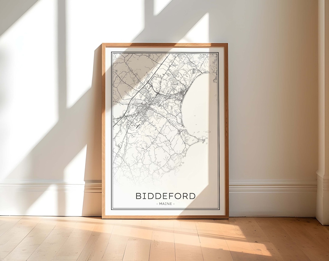 Biddeford Maine City Map Print, Black and White (digital Download) - Etsy