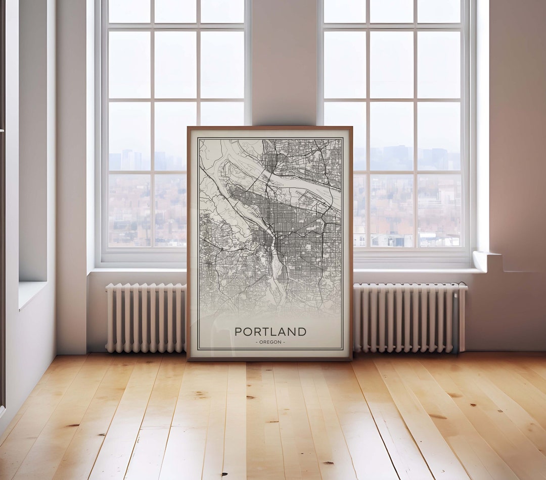 Mapa de Portland OR, impresión de Portland en blanco y negro, cartel de ...