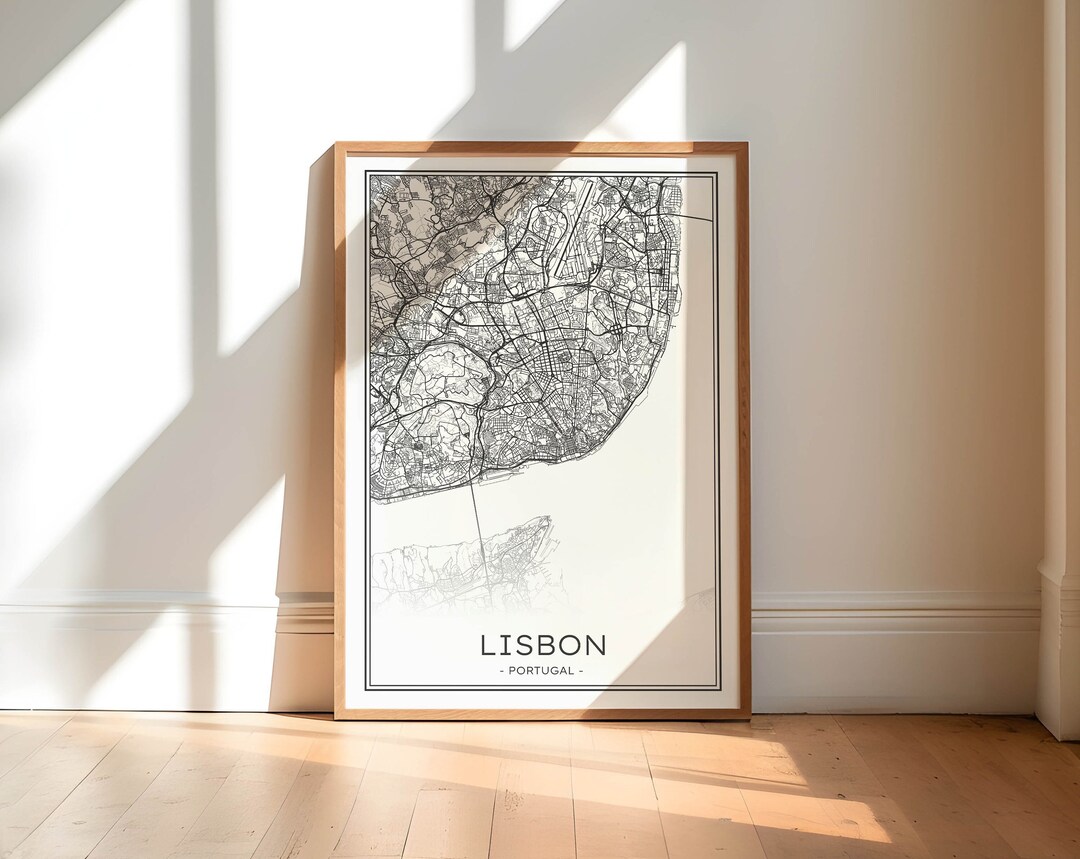Lisbon Map Download, Lisbon City Map, Lisbon Printable Map, Black and ...