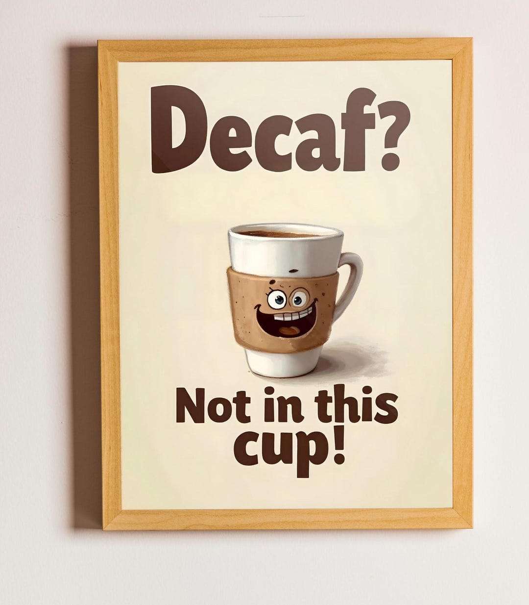 Funny Coffee Poster – 'decaf Joke' Minimalist Wall Art, Kitchen Cafe ...