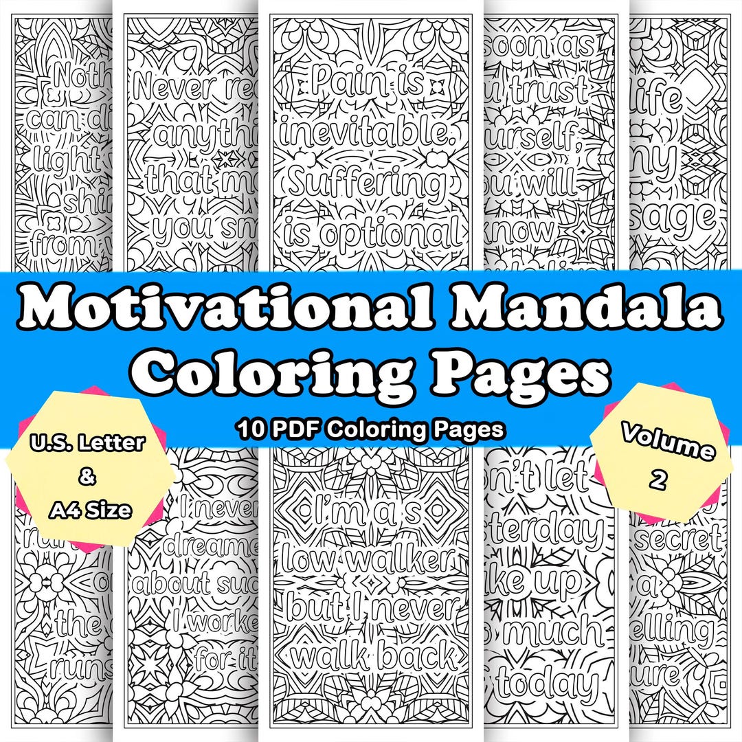 Set of 10 Motivational Mandala Coloring Pages - Inspirational Printable ...