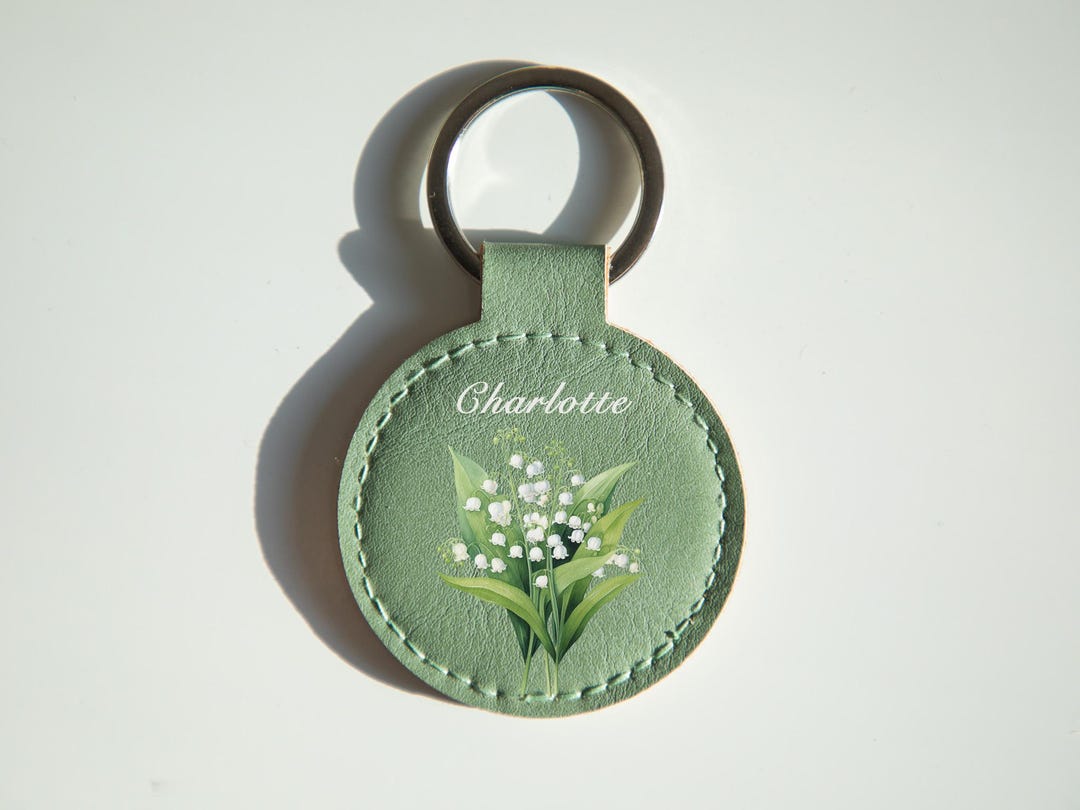 Floral Leather Name Keychain: Personalized Birth Flower Keepsake ...