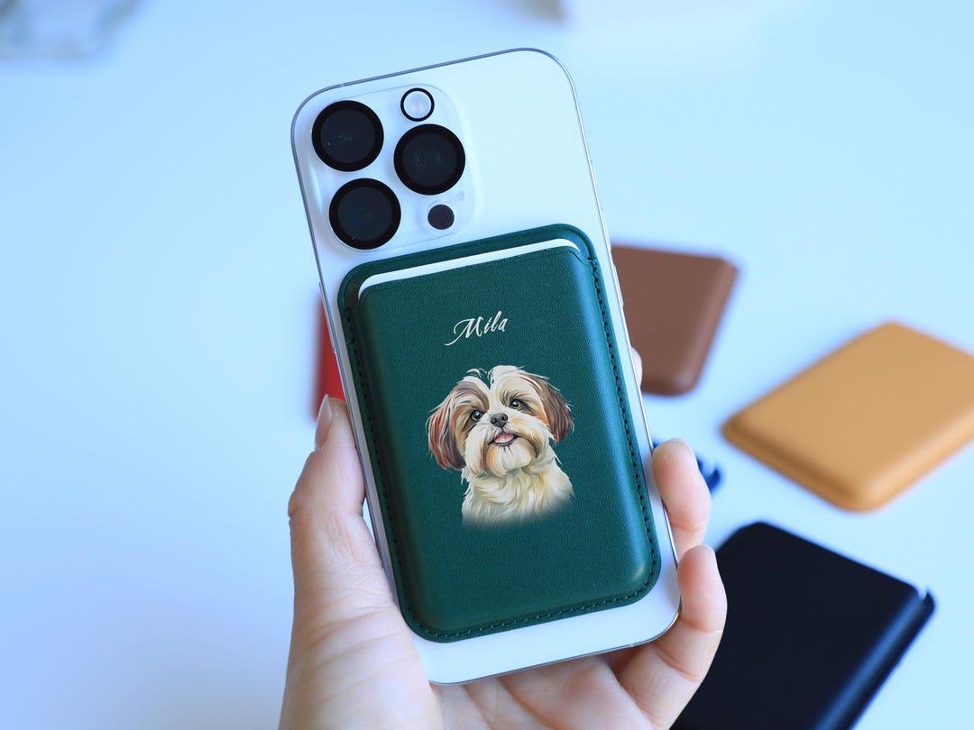 Personalized iPhone Magsafe Wallet: Custom Pet Photo Leather Card ...