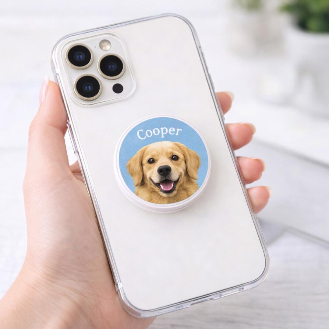 Custom Pet Portrait Phone Grip | Personalized Dog Pop Socket - Etsy