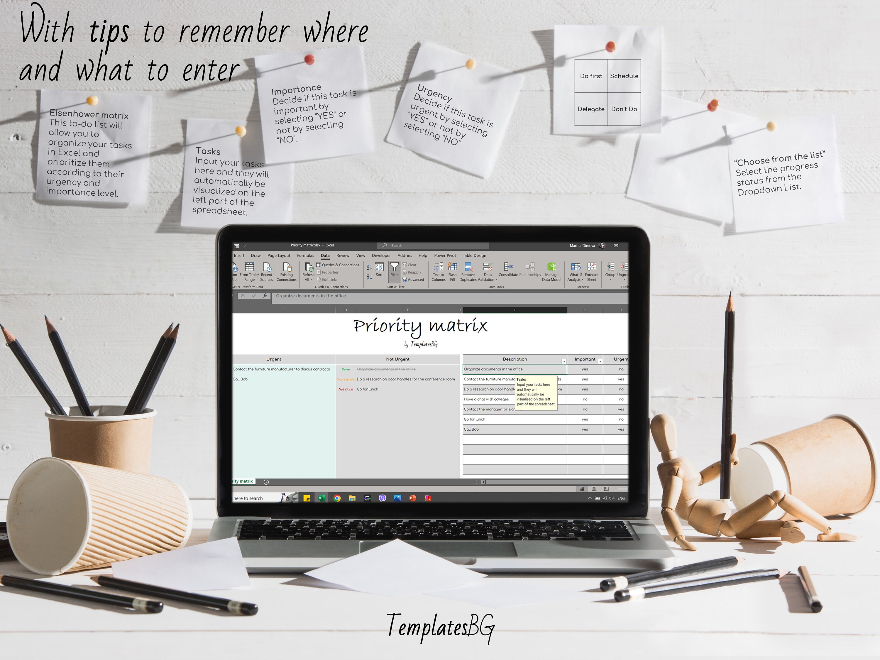 Digital Priority Matrixspreadsheet to Improve Your To-do List, Based on ...