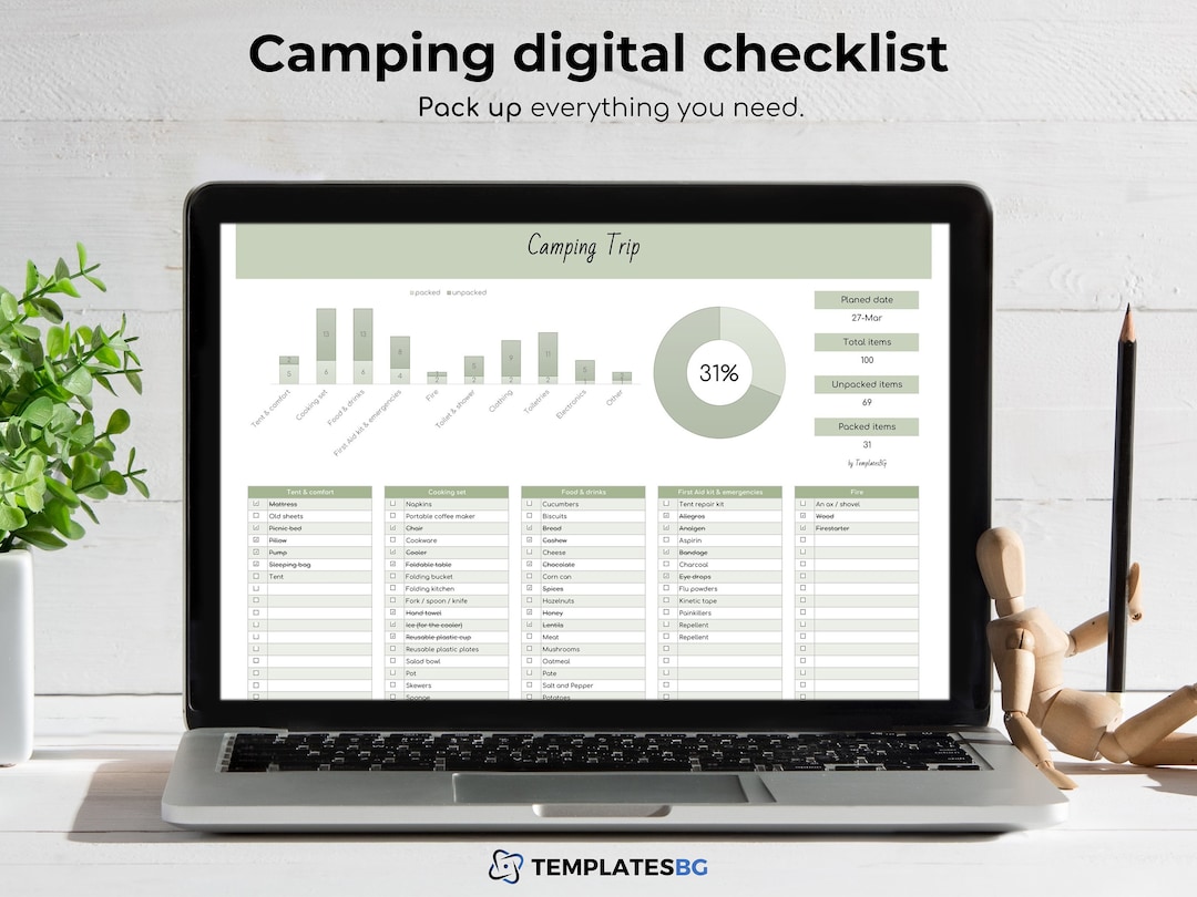 Camping Checklist Excel Spreadsheet: Travel Checklist for Tent Camping ...