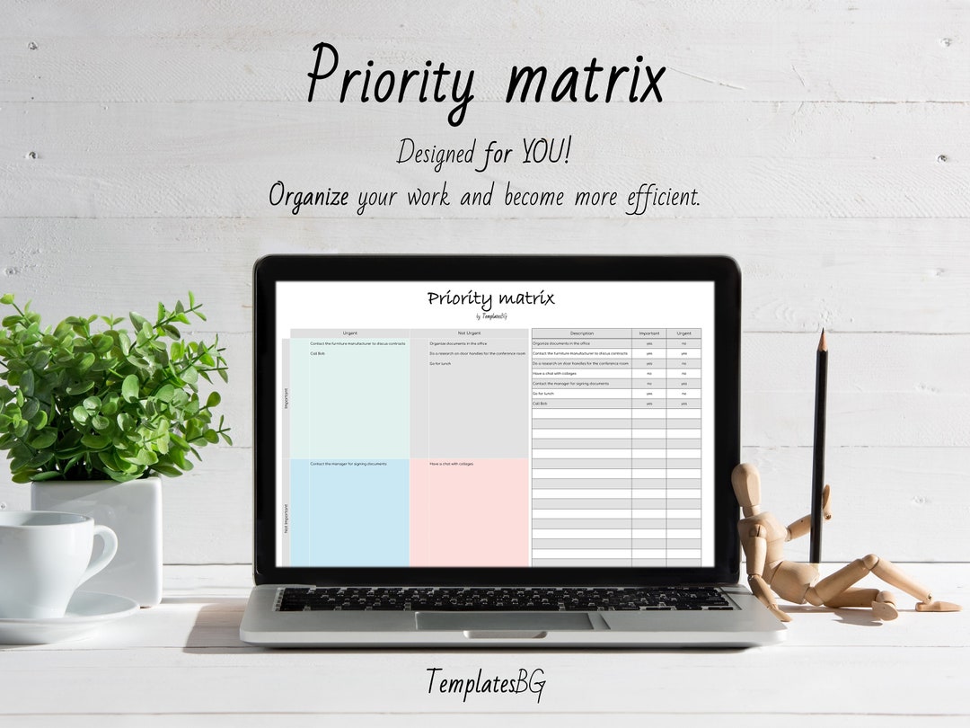 Digital Priority Matrixspreadsheet to Improve Your To-do List, Based on ...