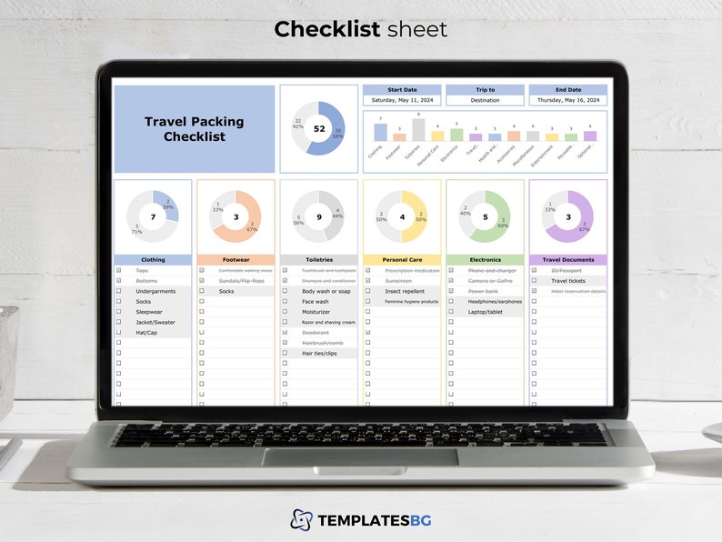 Travel Packing List Excel Spreadsheet Template: Travel Essentials ...