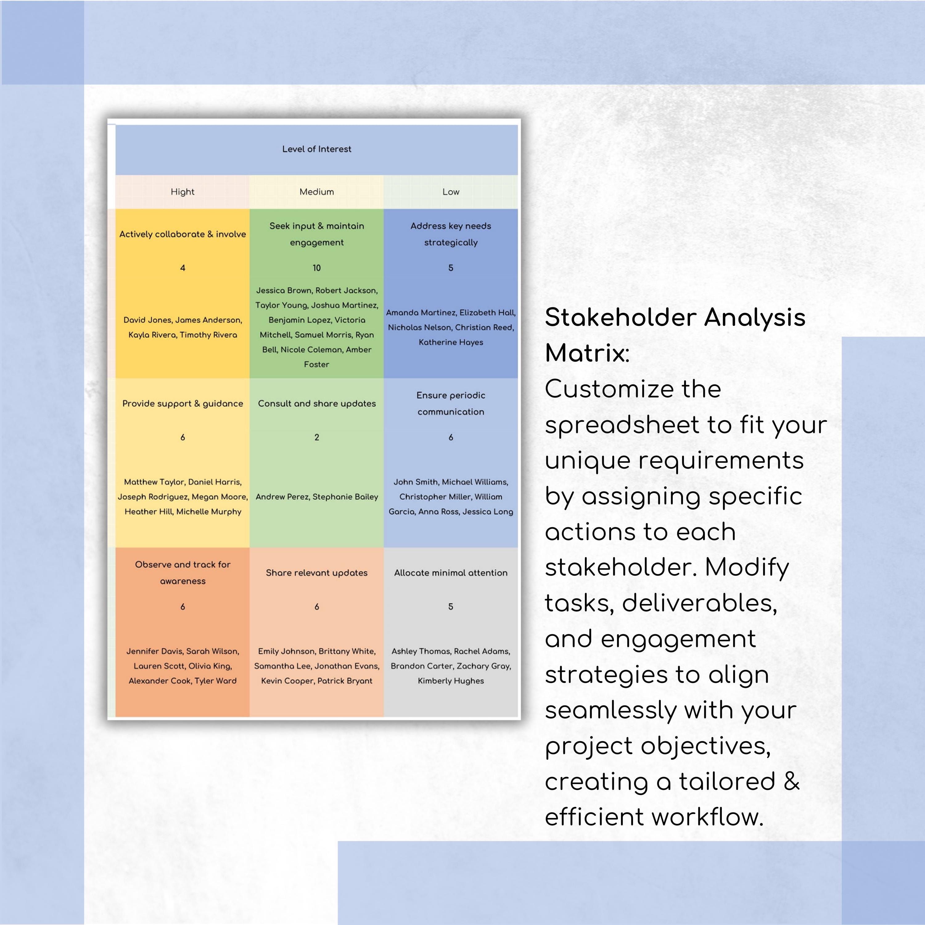 Stakeholder Management Spreadsheet Template | Project Coordination Tool ...