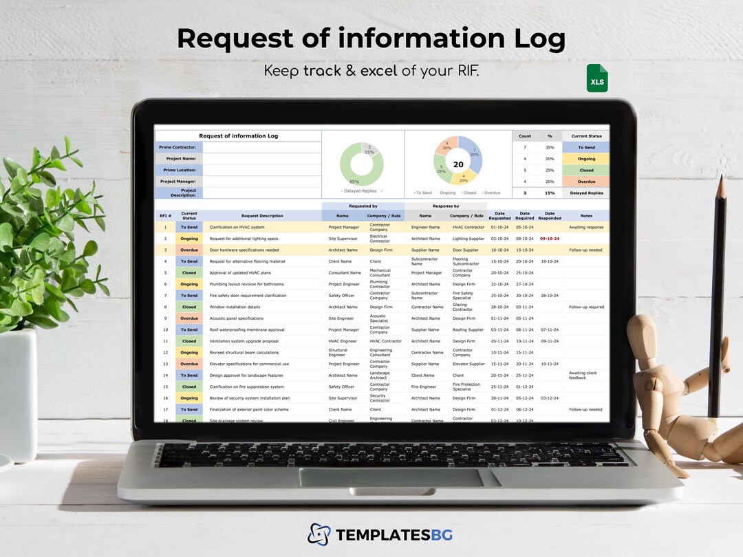 RFI Log Excel Template: Project Management Spreadsheet (digital Download) - Etsy