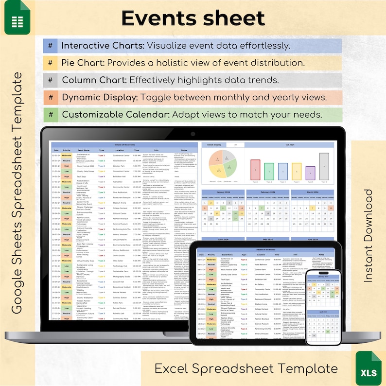 Event Planner Spreadsheet Template | Google Sheets and Excel Template ...