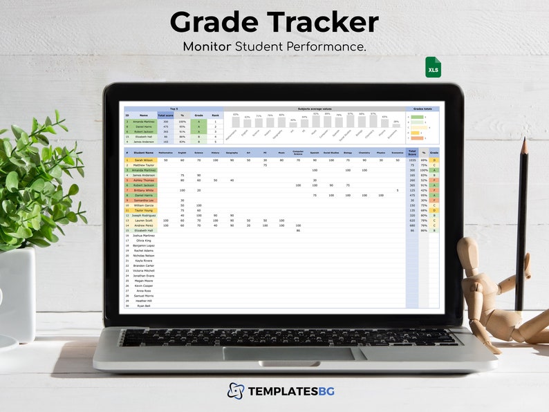 Grade Tracker Excel Spreadsheet Template: Digital Gradebook Excel ...