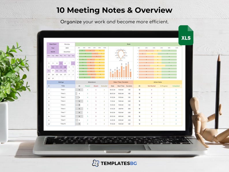 Meeting Minutes Template: Excel Spreadsheet With Dashboard (digital ...