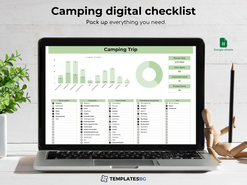 Camping Checklist Google Sheets: Travel Checklist for Tent Camping ...