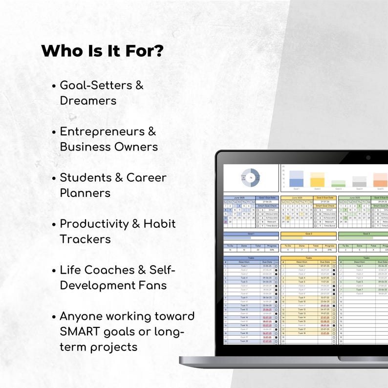 SMART Goal Tracker Spreadsheet Template | Excel & Google Sheets ...