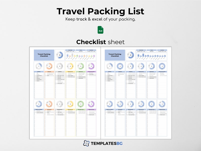 Travel Packing List Excel Spreadsheet Template: Travel Essentials ...