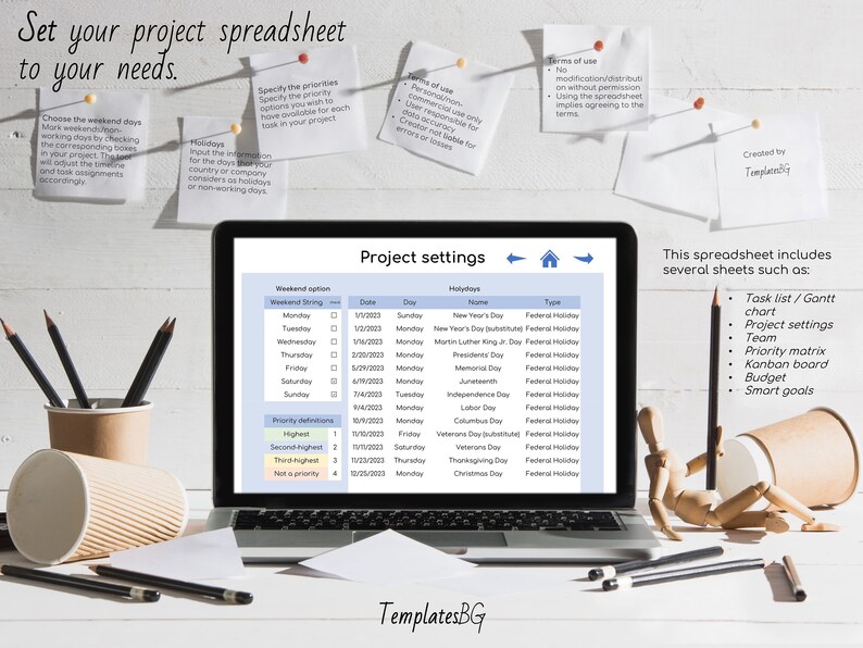 Ultimate Project Management Spreadsheet: Gantt Chart Priority - Etsy