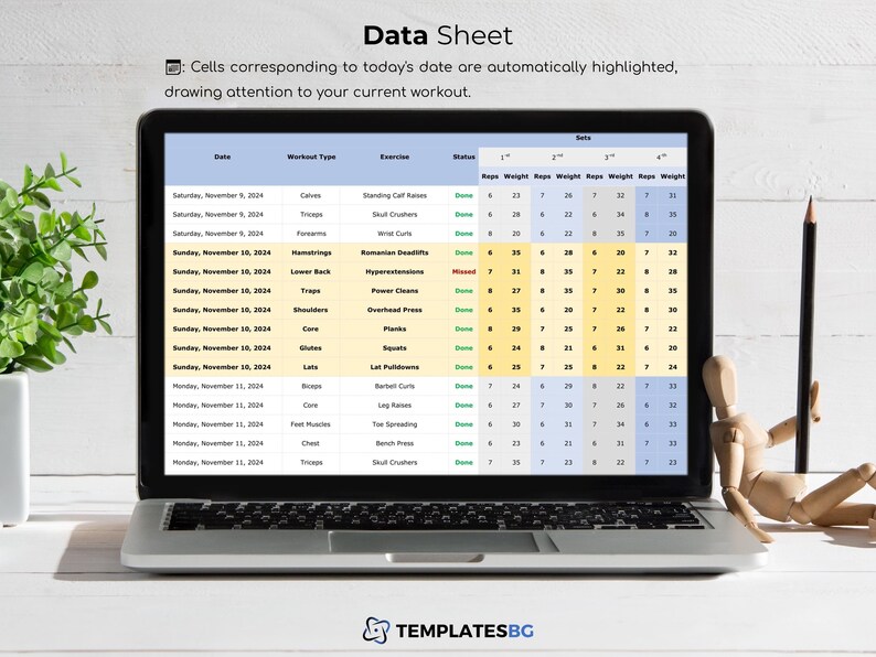 Workout Planner Excel Spreadsheet Template Exercise Tracker Excel ...