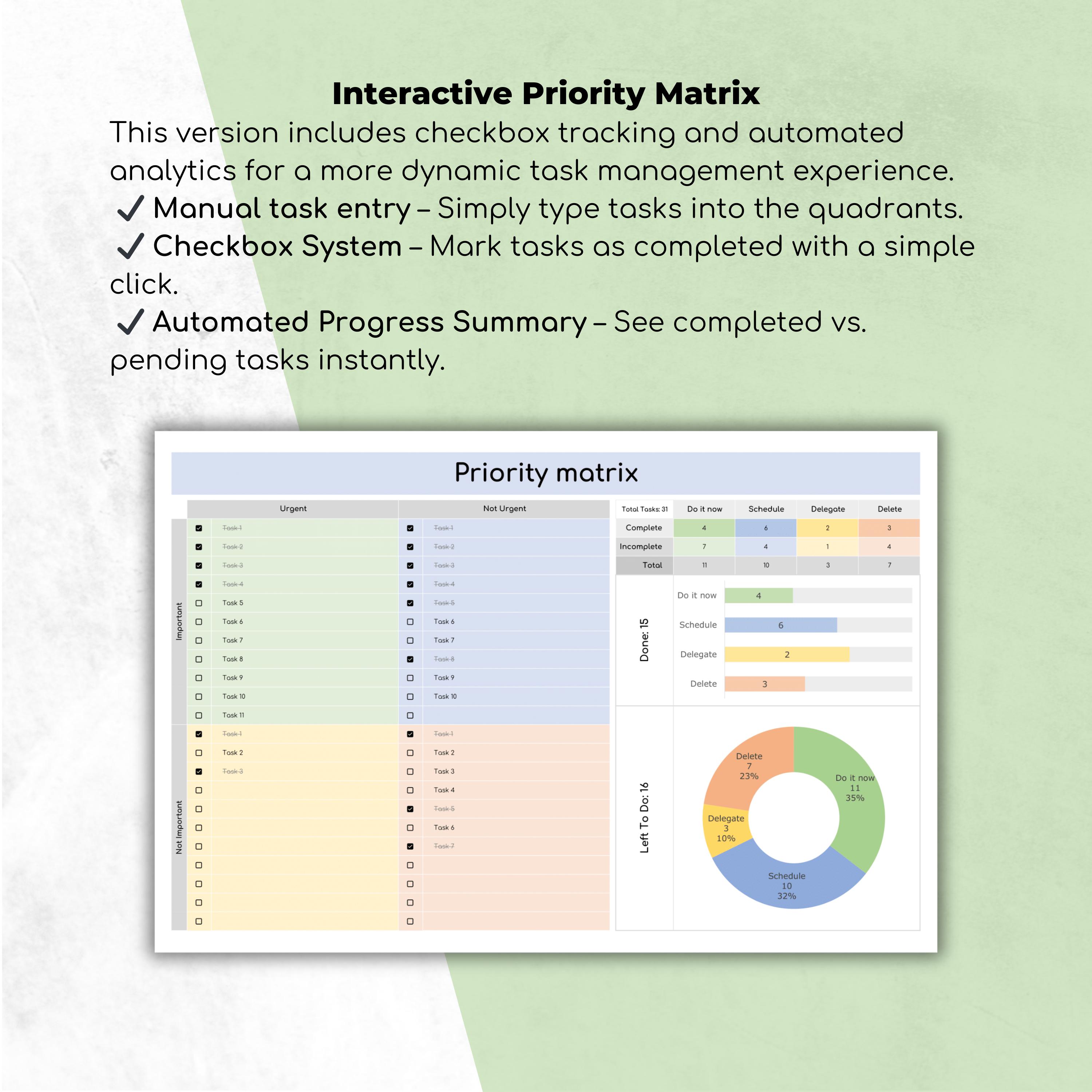 Eisenhower Matrix Spreadsheet: Priority Task Tracker (excel & Google ...