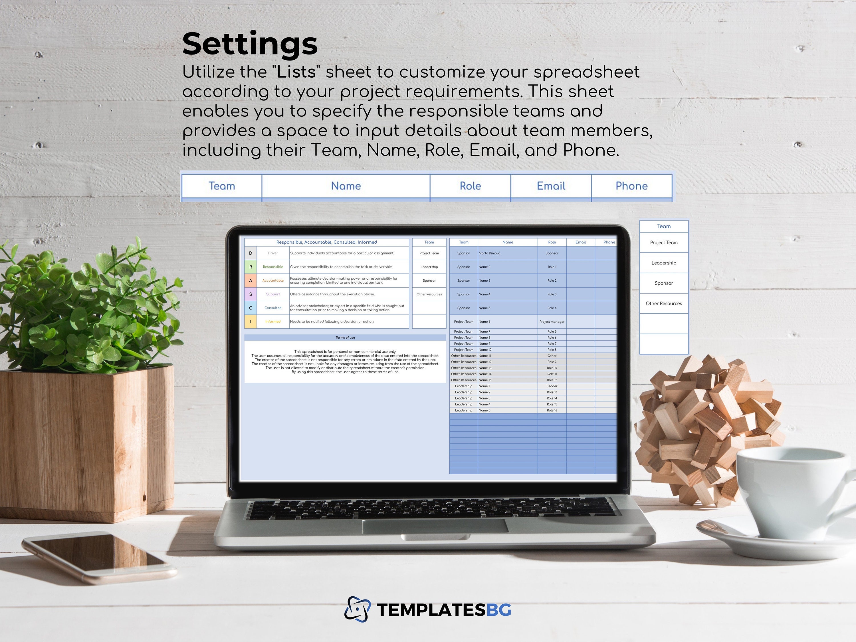 RACI Matrix Google Sheets: Project Management Task Tracker (digital ...