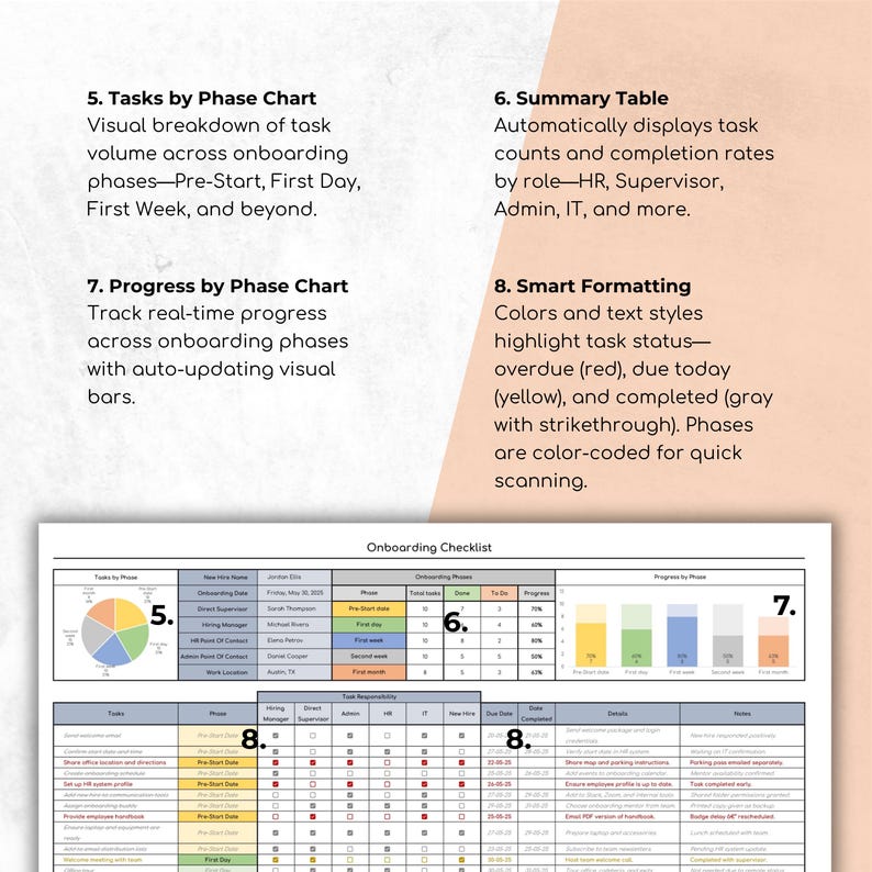 New Hire Onboarding Checklist: HR Spreadsheet Template (excel & Google ...