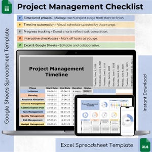 Project Management Checklist Template | Excel Tracker & Google Sheets ...