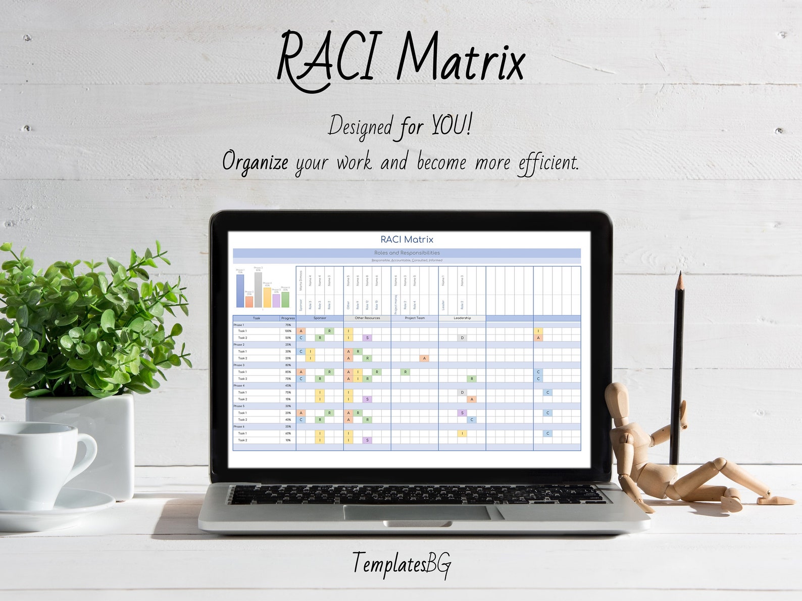 RACI Matrix Excel Spreadsheet: Project Management Task Tracker (digital ...