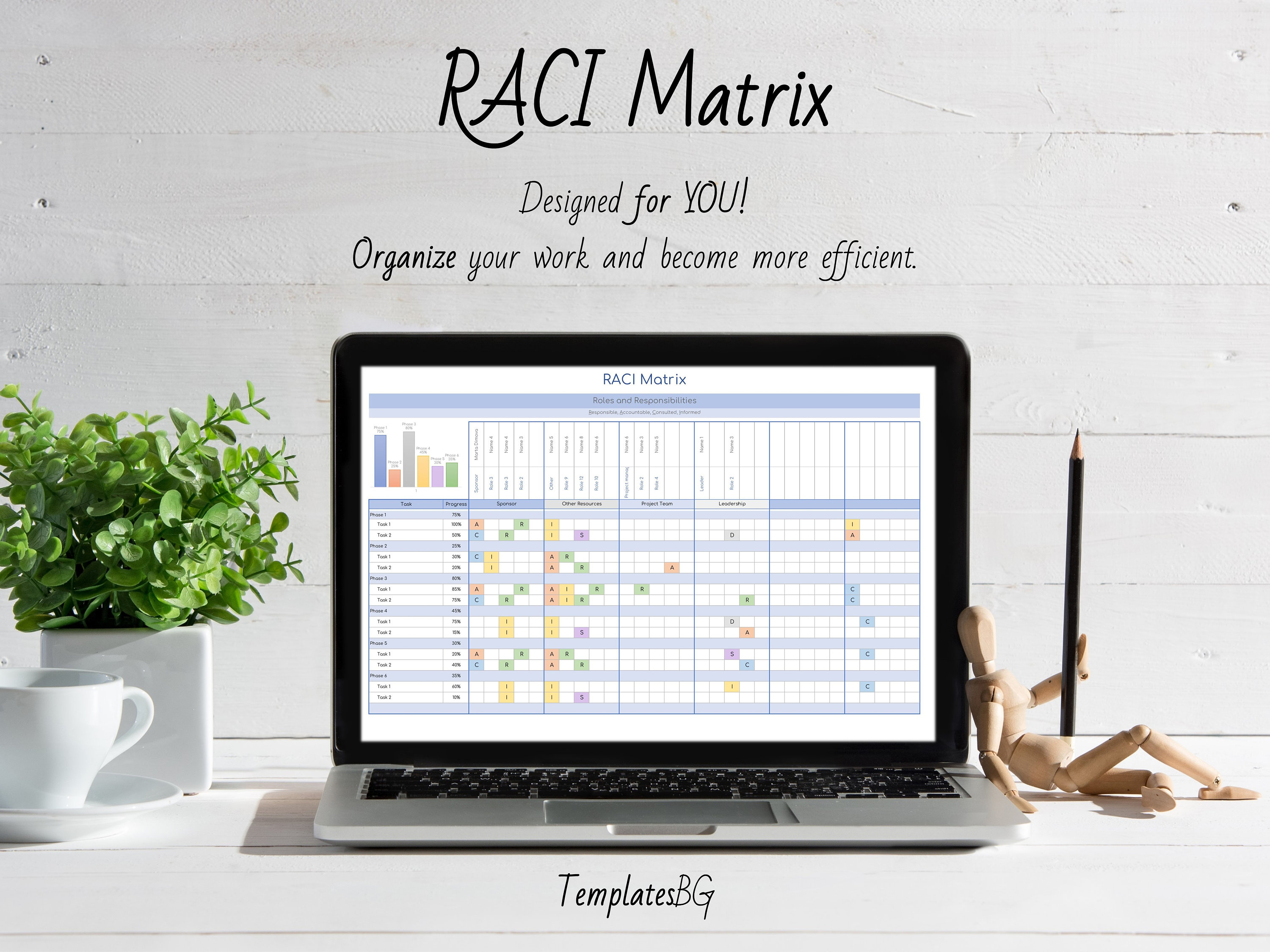 RACI Matrix Excel Spreadsheet: Project Management Task Tracker (digital ...