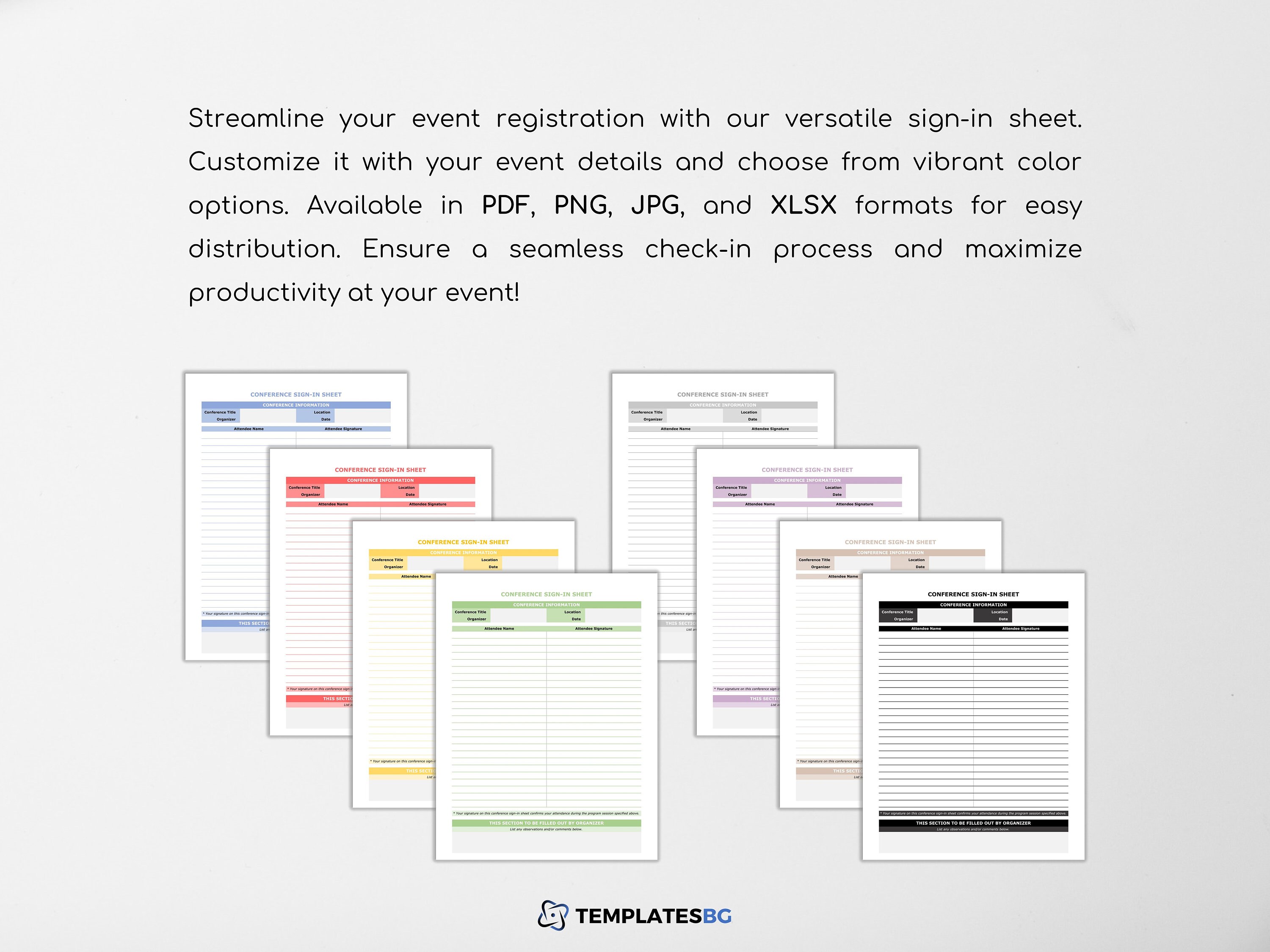 Event Conference Sign in Sheet for Seamless Conference Sign-in, Event ...