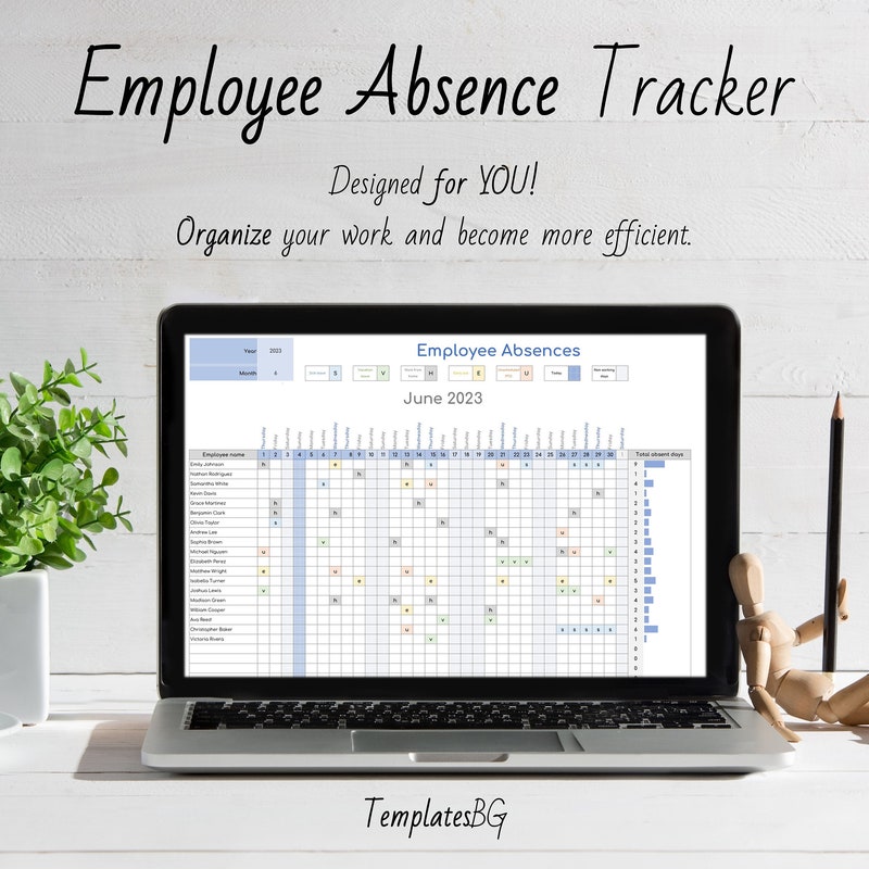 Templates Excel Absence - Etsy