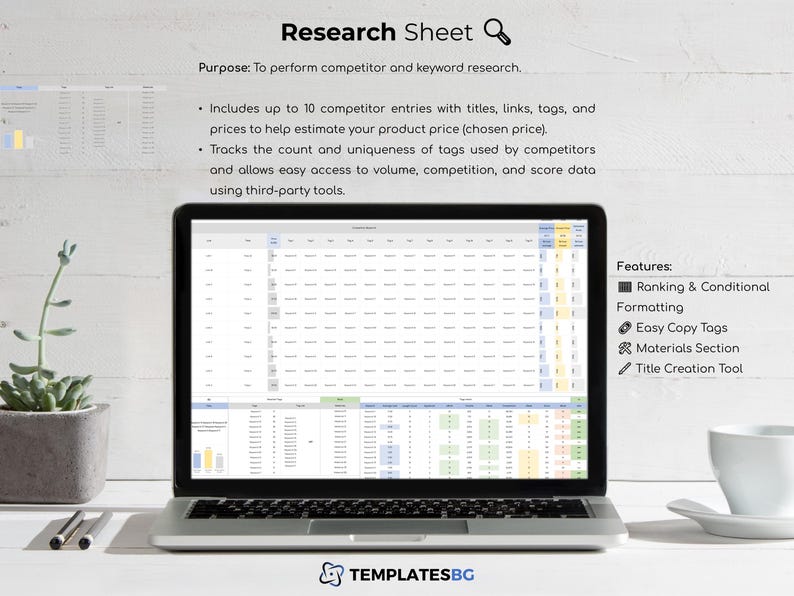 Etsy Product Research Excel Template: SEO, Pricing, & Task Tracker ...