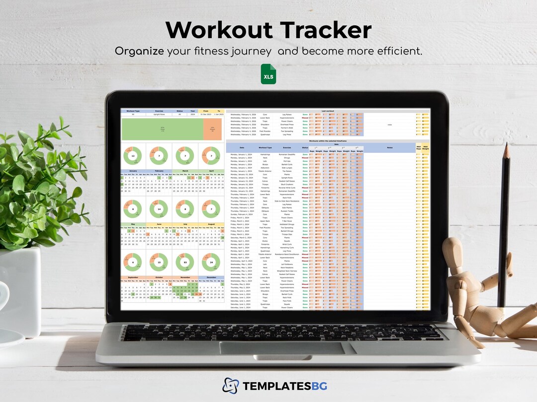 Workout Planner Excel Spreadsheet Template Exercise Tracker Excel Template Physical Therapy ...