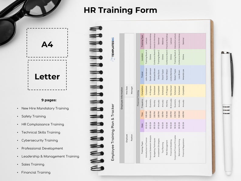 HR Training Plan Template: Employee Onboarding & Training Log (excel ...