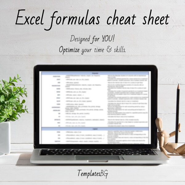 Excel Formula Cheat Sheet - Etsy
