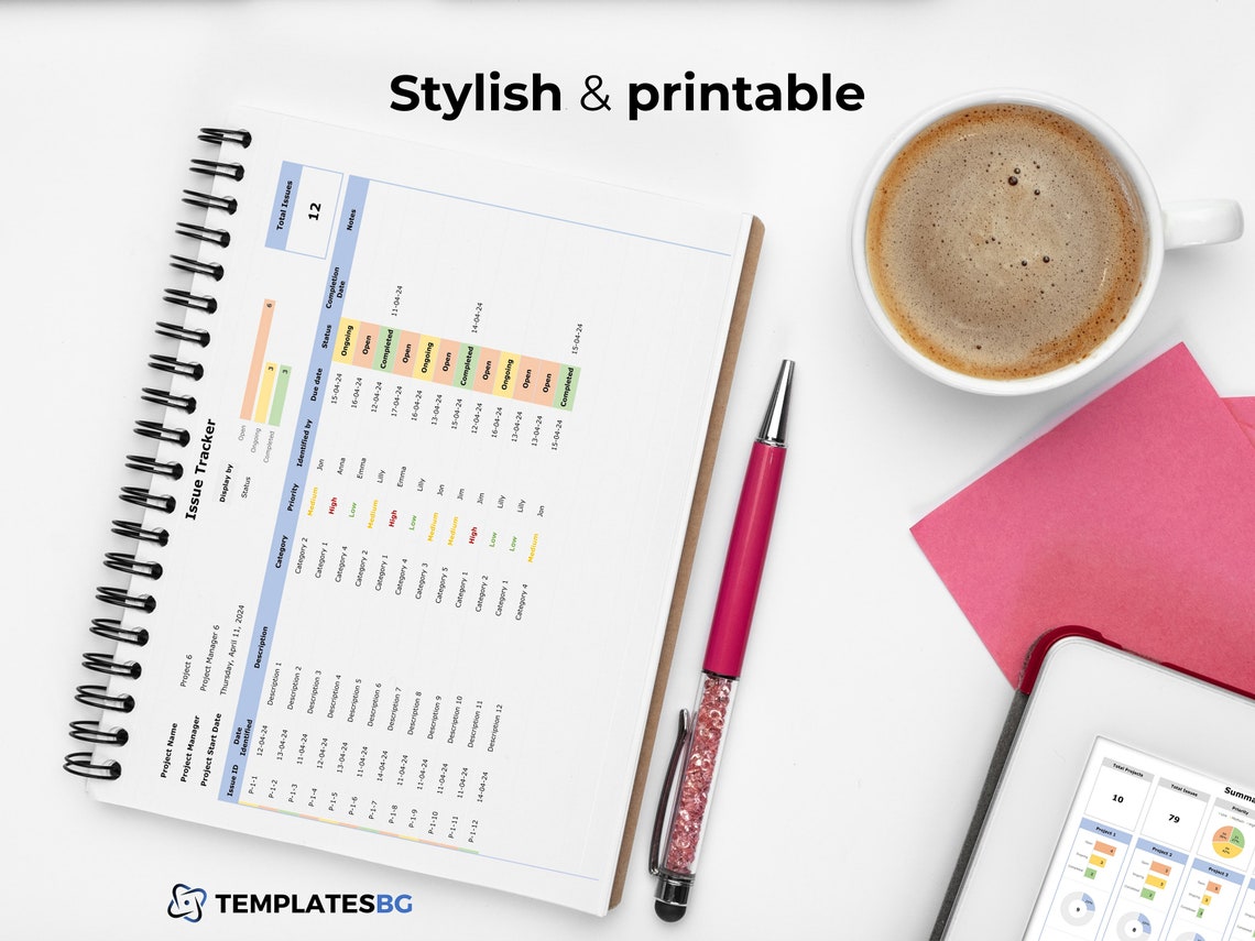 Issue Tracker Excel Spreadsheet Template: Project Tracker Risk ...