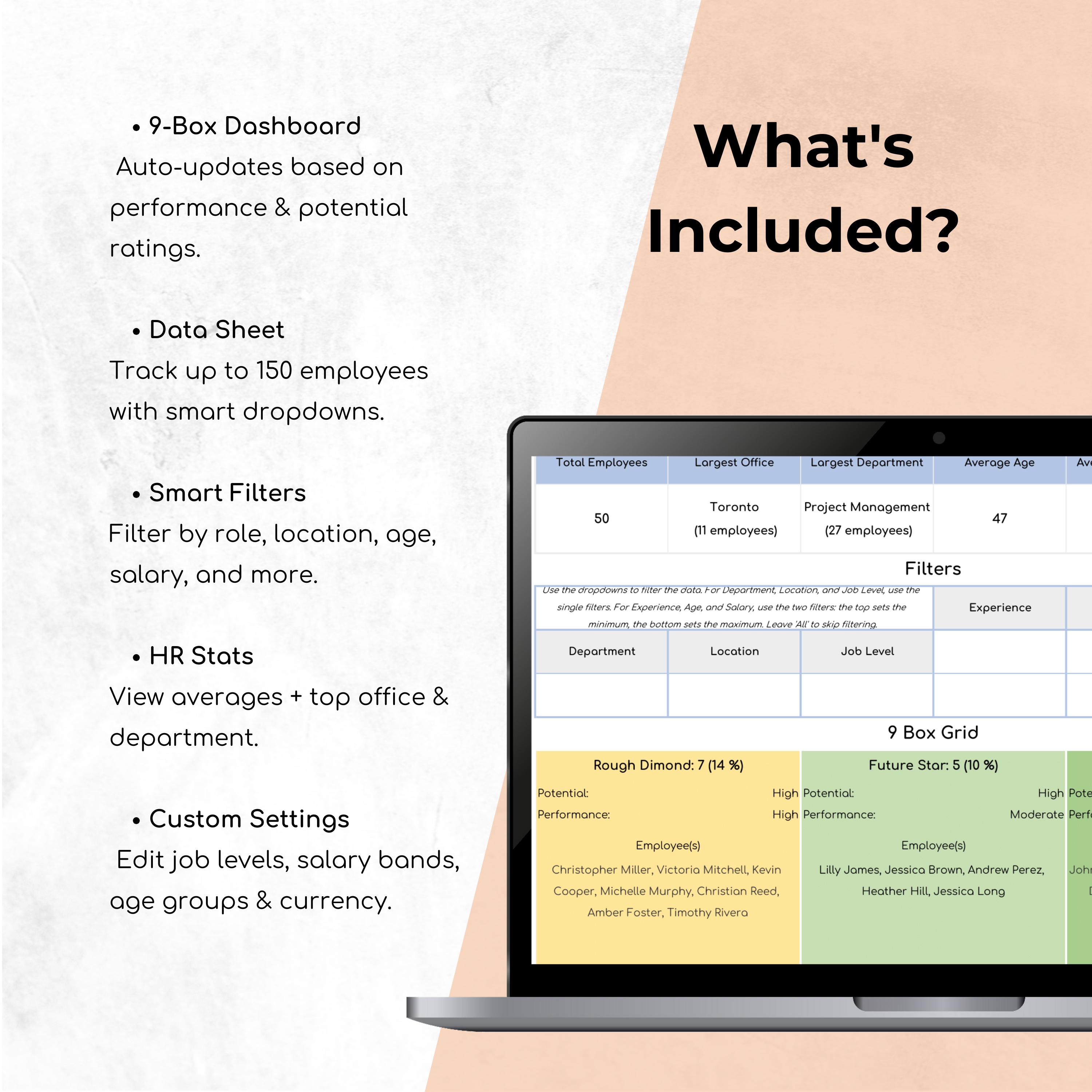 9 Box Grid HR Excel Template: Employee Performance & Talent Review - Etsy