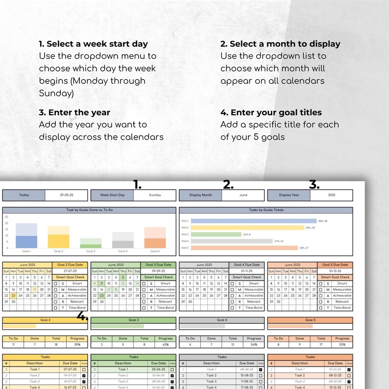 SMART Goal Tracker Spreadsheet Template | Excel & Google Sheets ...