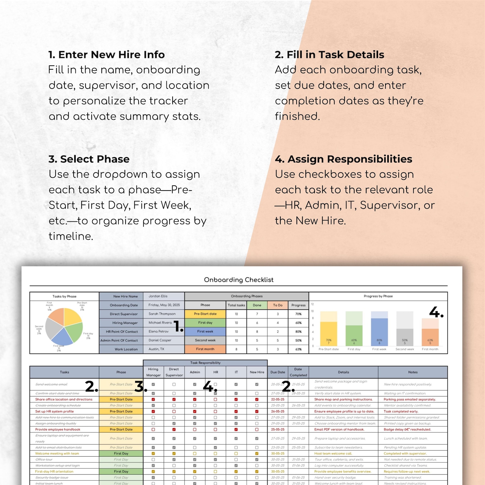 New Hire Onboarding Checklist: HR Spreadsheet Template (excel & Google ...